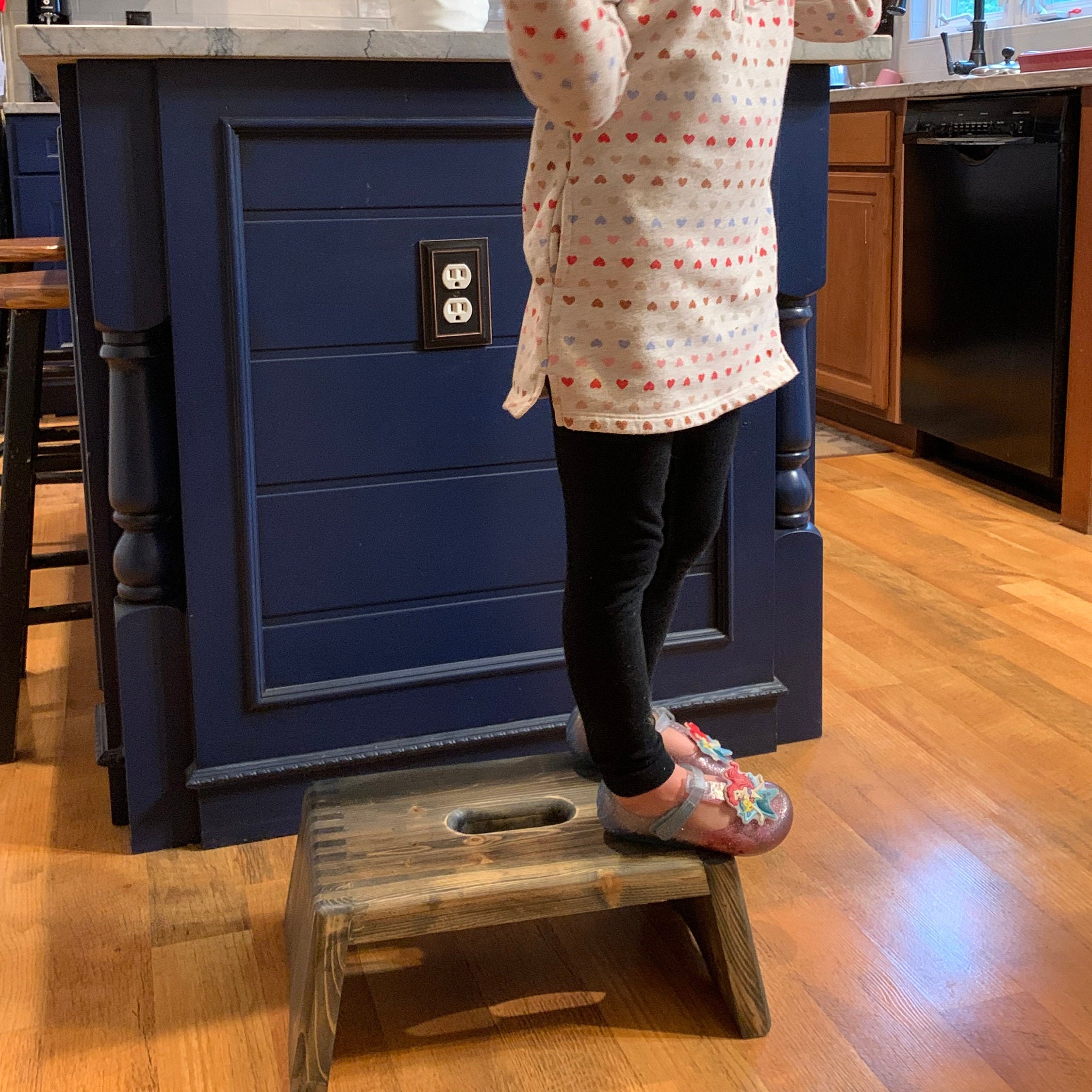 Hand Crafted Wood Step Stool, Tip-proof, Stained, Painted, Rustic ...