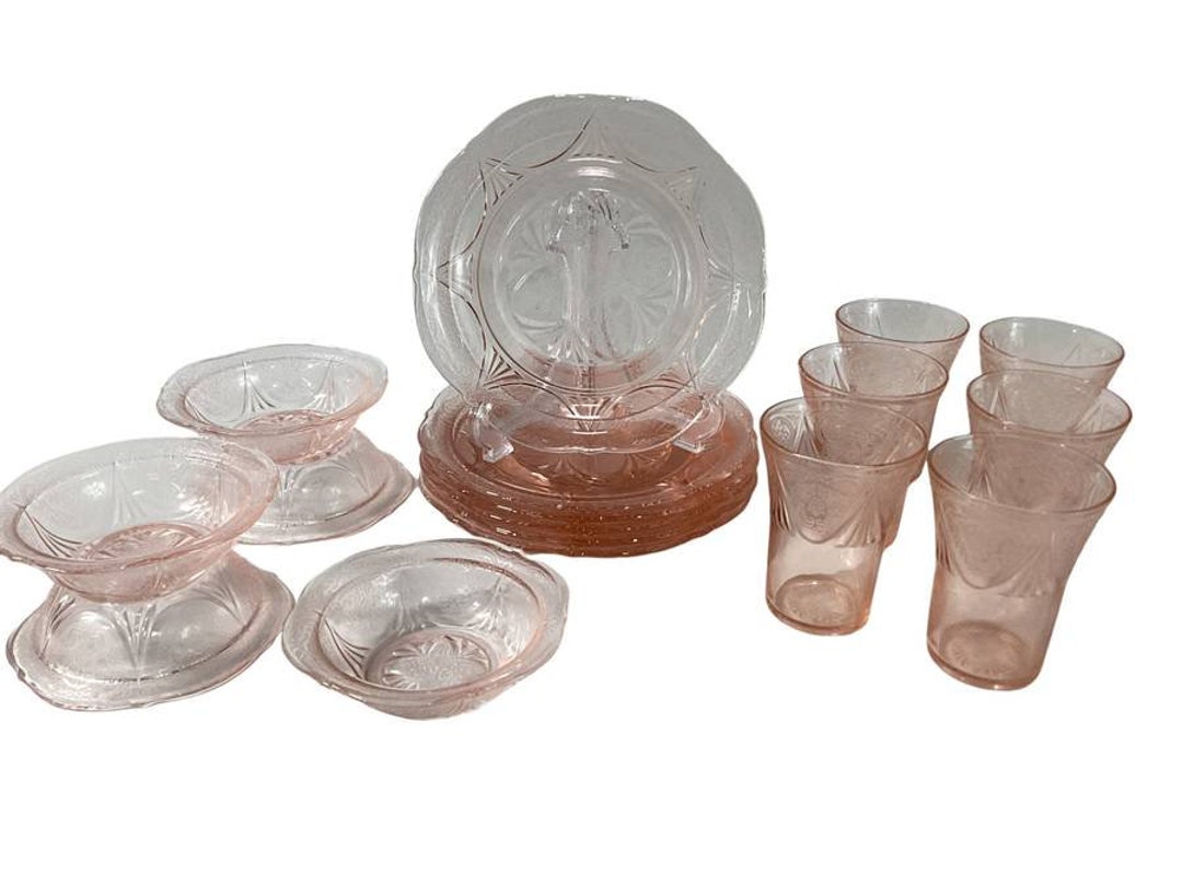 Pink Depression Glassware Set 29 Pieces - Etsy