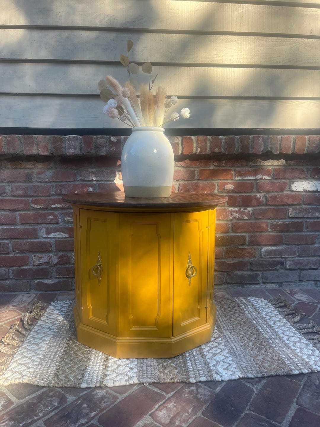 Refurbished Decagon Retro Marigold Side Table W/storage - Etsy