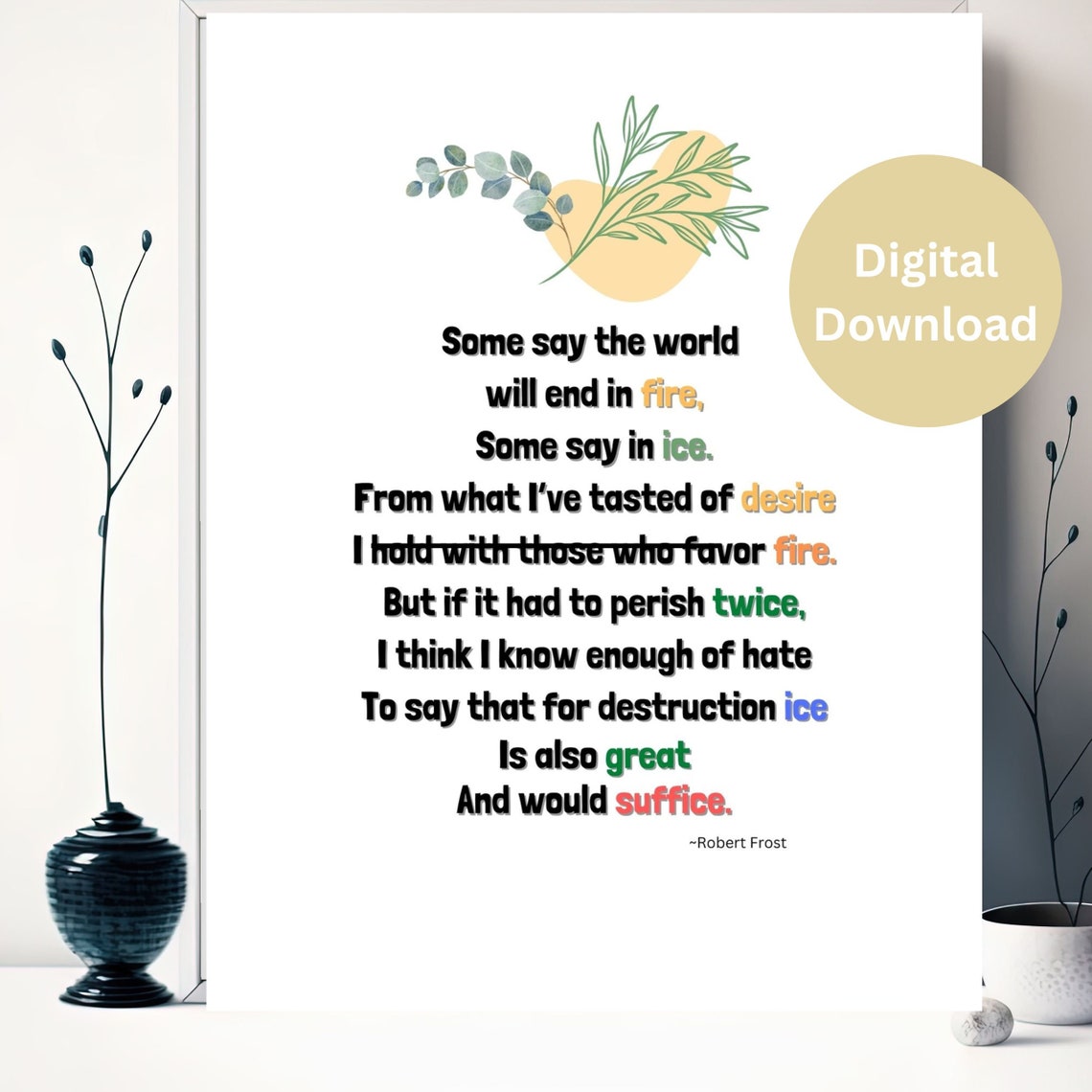 Robert Frost's Poem Some Say the World Will End in Fire, Some Say in ...