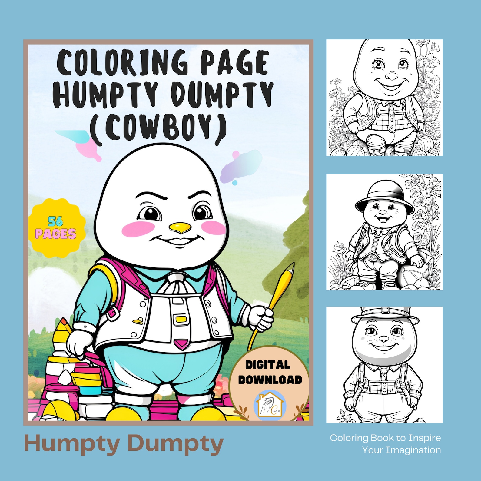 Humpty Dumpty Coloring Page Printable - Etsy