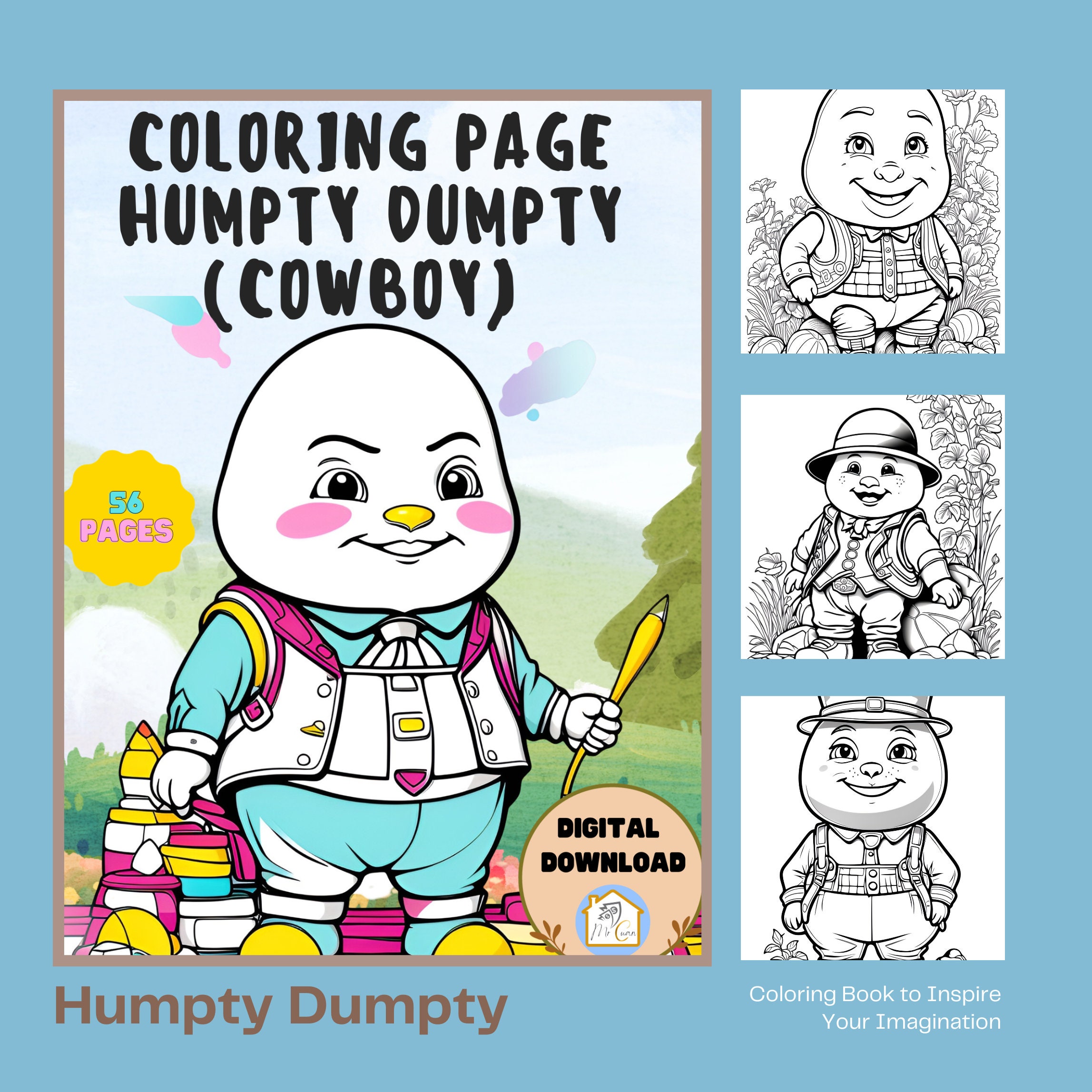 Humpty Dumpty Coloring Page Printable - Etsy