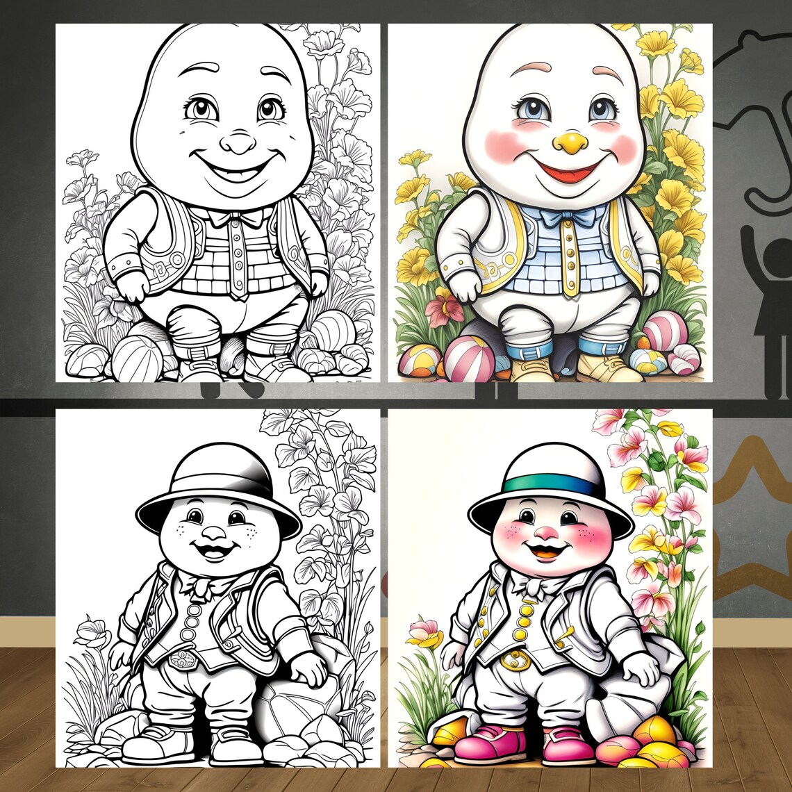 Humpty Dumpty Coloring Page Printable - Etsy