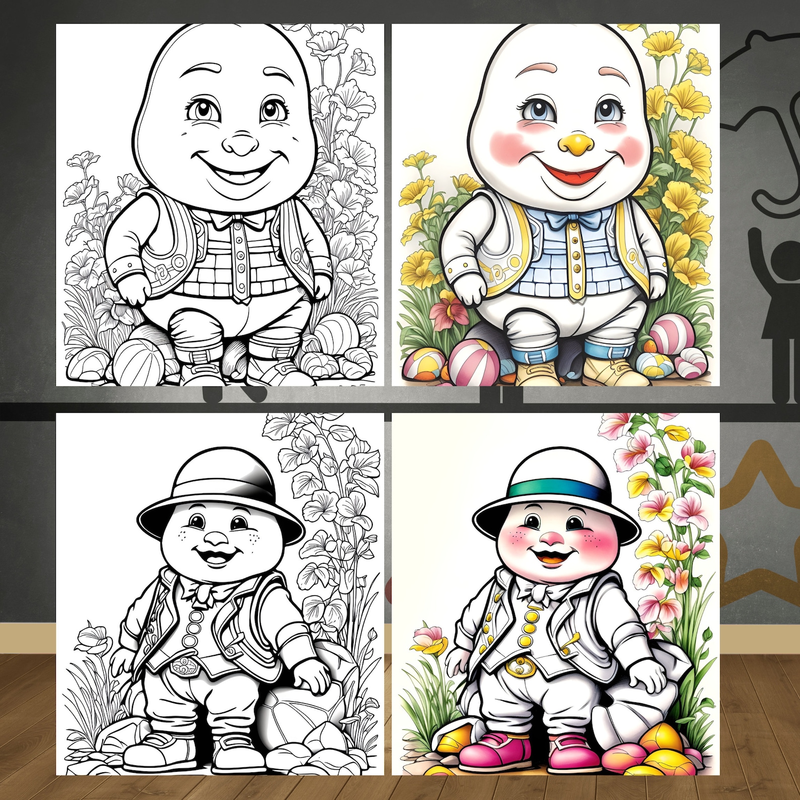 Humpty Dumpty Coloring Page Printable - Etsy