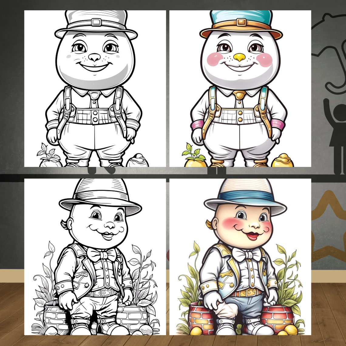 Humpty Dumpty Coloring Page Printable - Etsy