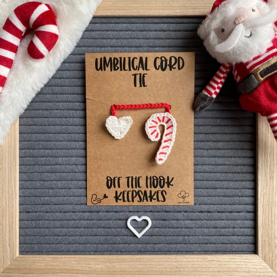 Christmas Candy Cane Umbilical Cord Tie Keepsake With Heart - Etsy