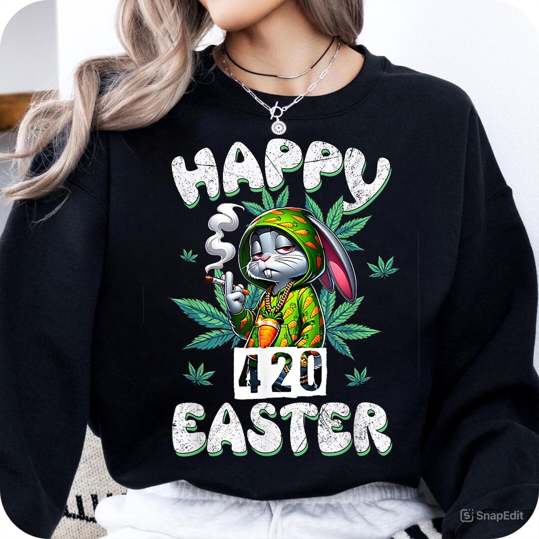 420 Easter Bunny SVG, Stoner Weed Rabbit PNG Clipart, Happy Easter High ...
