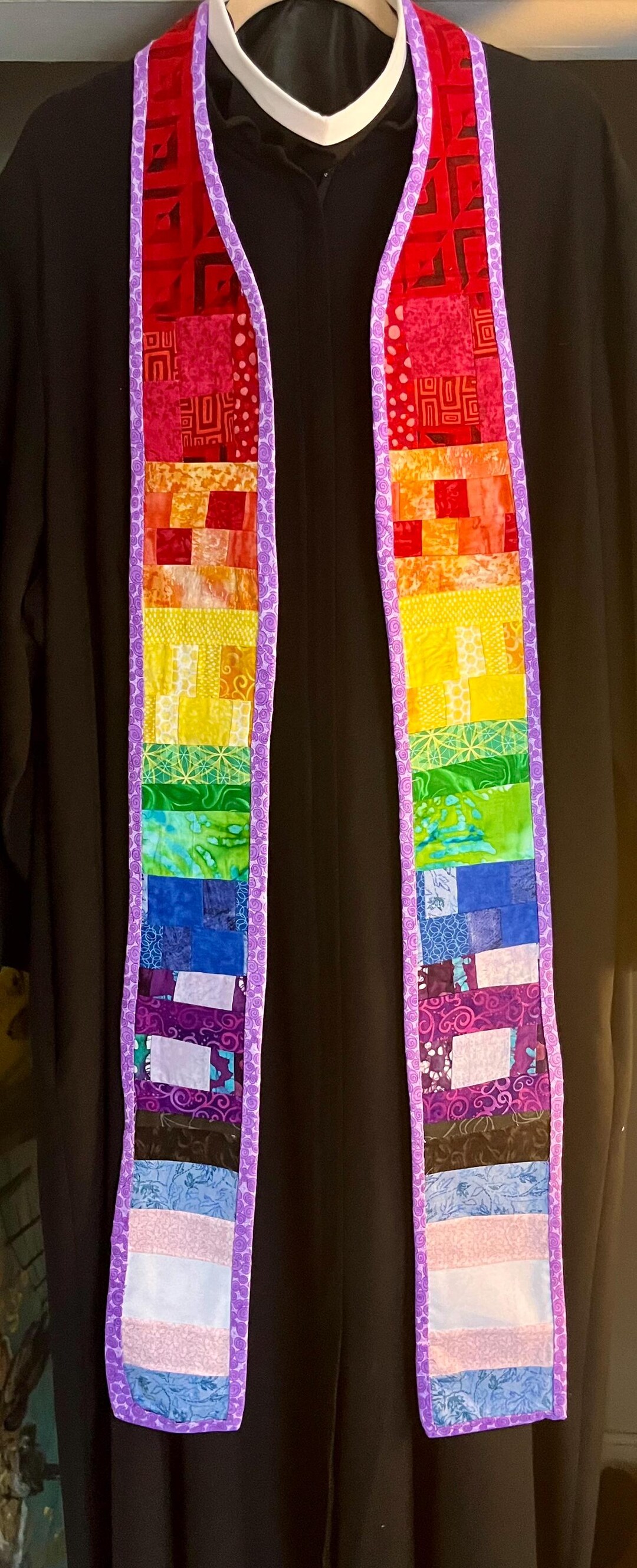 87 Rainbow Clergy Stole With Inclusion Colors, Purple on Reversible "b ...