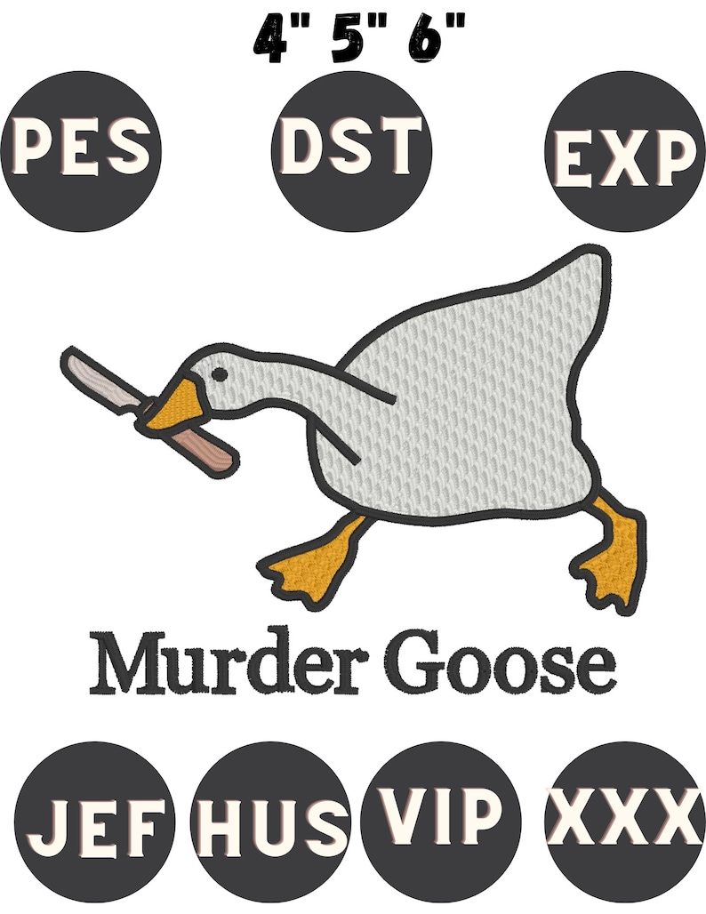 Murder Goose Embroidery File - Knife Goose Design (digital Download) - Etsy