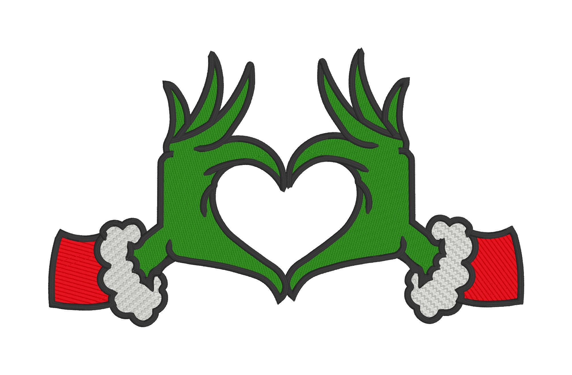 Grinch Hands Heart Embroidery File - Christmas Digital Download - Merry ...