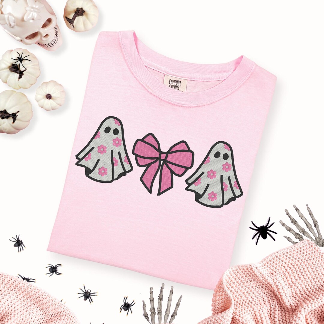 Flower Ghosts With Coquette Bow Embroidery Design – Digital Download ...