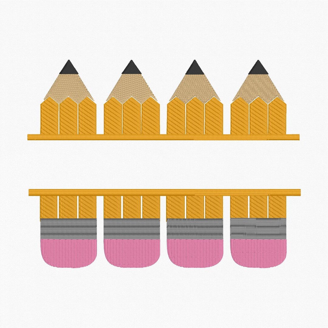 Split Pencil Frame Embroidery Design | Teacher Gift File (digital ...