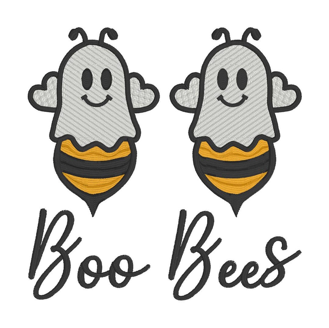 Boo Bees Embroidery Design | Digital Download | Ghost Bees With Text 3 ...