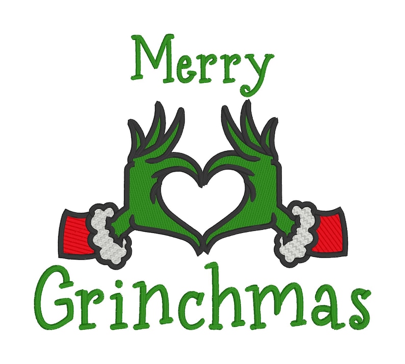 Grinch Hands Heart Embroidery File - Christmas Digital Download - Merry Grinchmas - Etsy