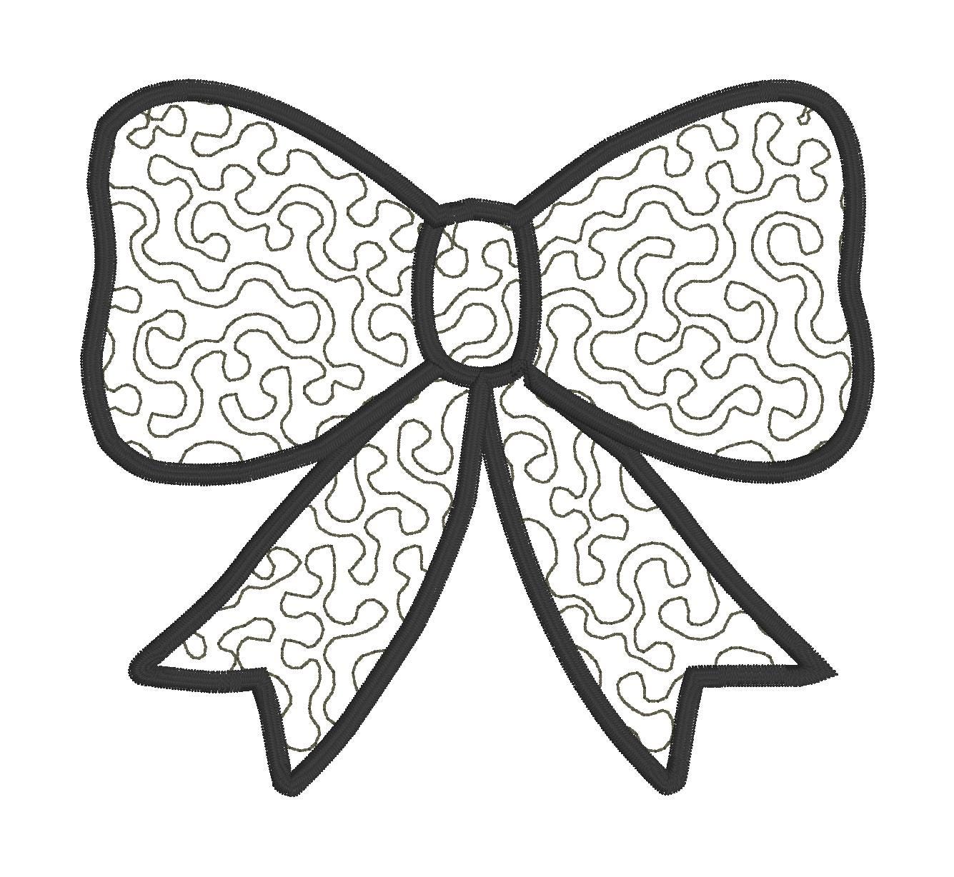Quilted Applique Croquette Bow Embroidery Design - Digital Download ...