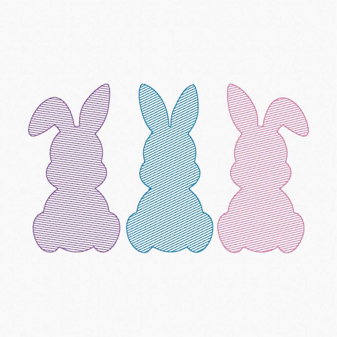 Sketch Easter Bunnies - Embroidery Design Digital Download - 4x4, 5x7 ...