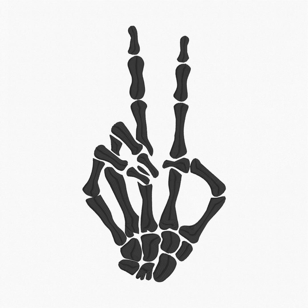 Skeleton Hand Peace Sign Embroidery Design | Digital Download Machine ...