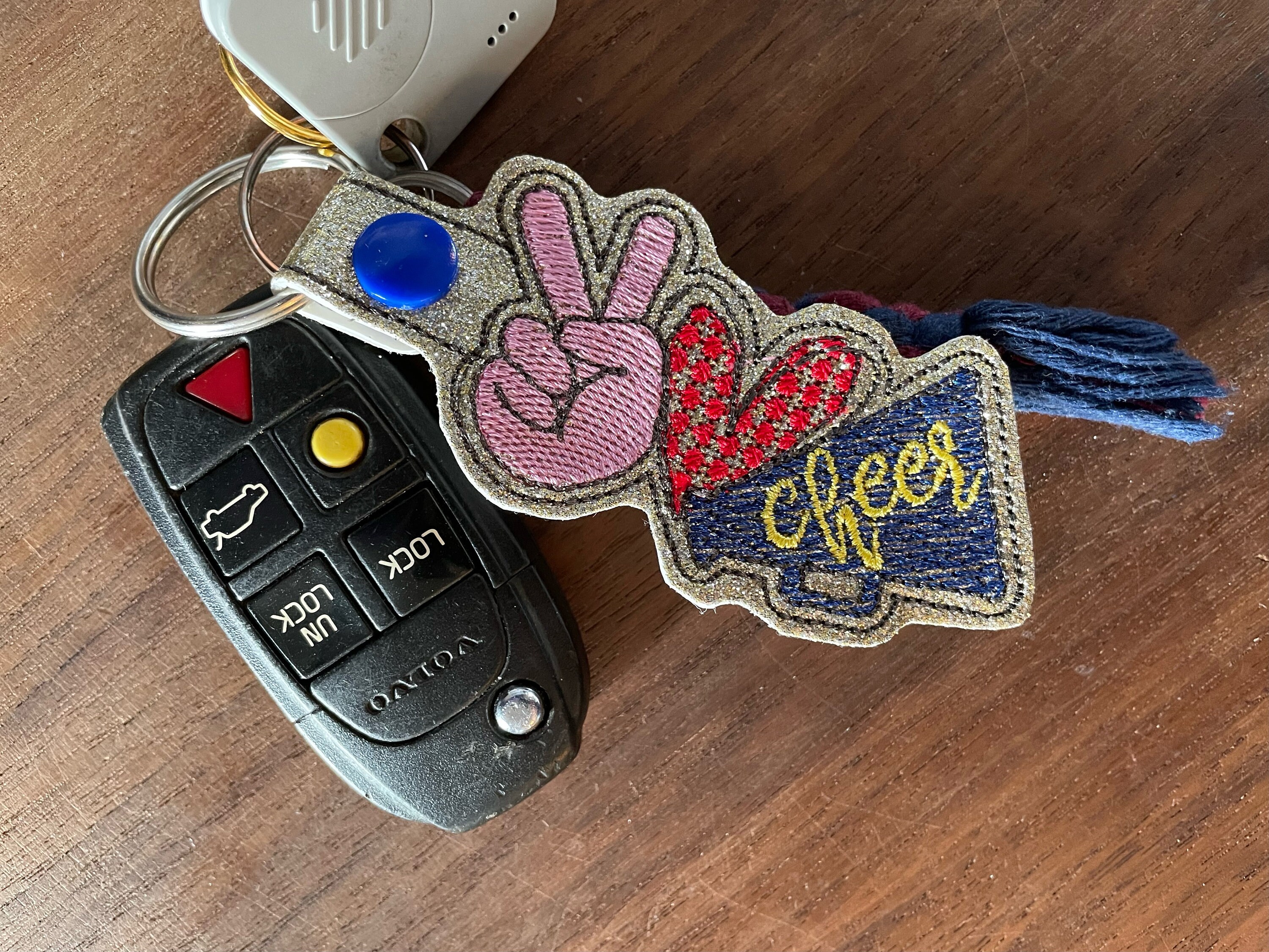 Embroidered Key Fob - Peace Love Cheer - Etsy