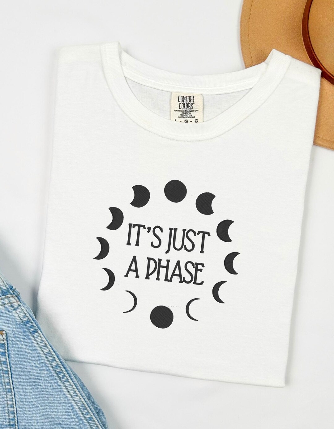 Moon Phases "it's Just a Phase" Embroidery File – Digital Download 5x7 ...