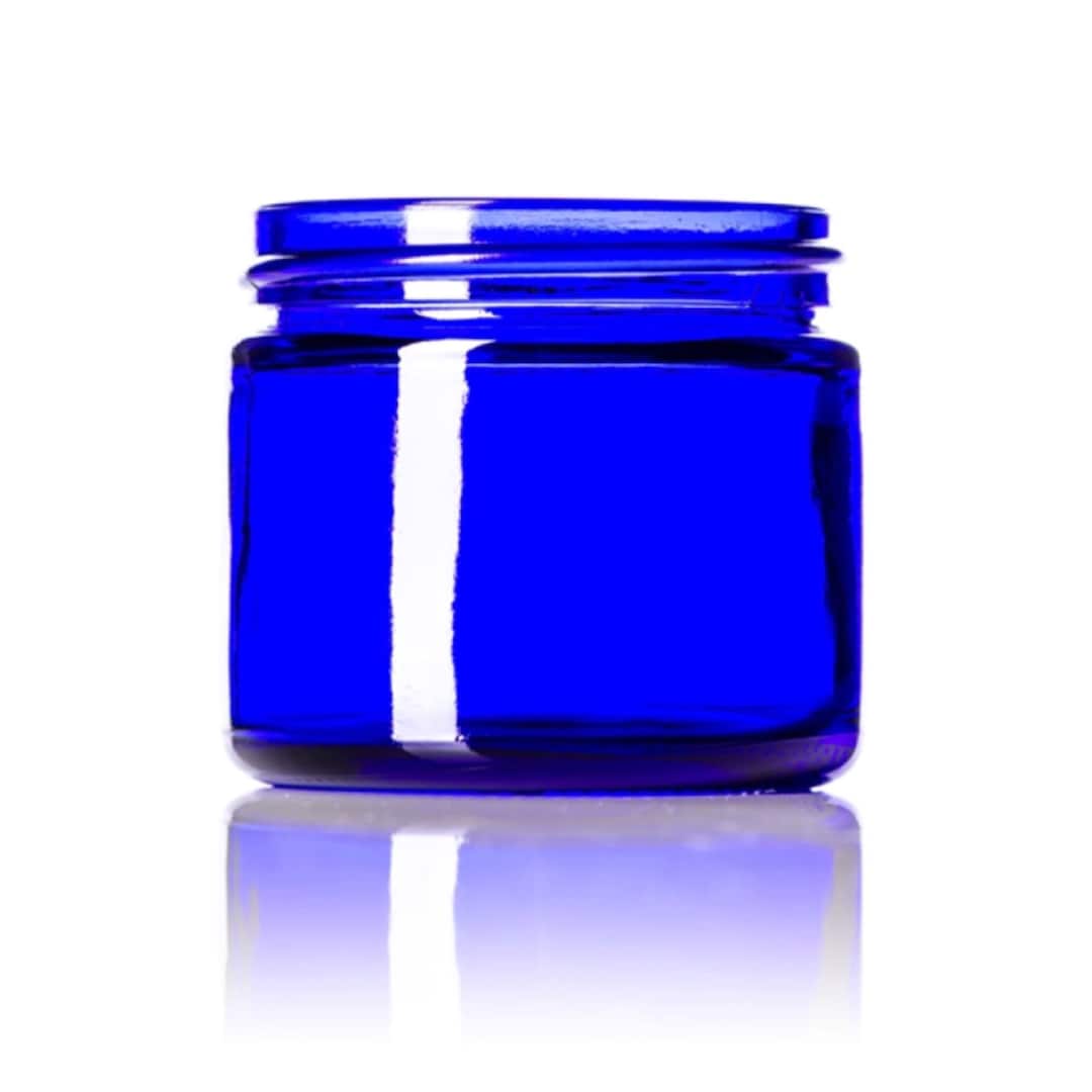 2oz Cobalt Blue Glass Jar With White Lid - Beautiful, High Quality ...
