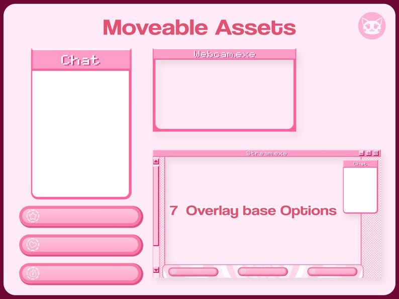 Y2K Pink Animated Stream Overlay Pack Overlay Animated Scenes Just ...