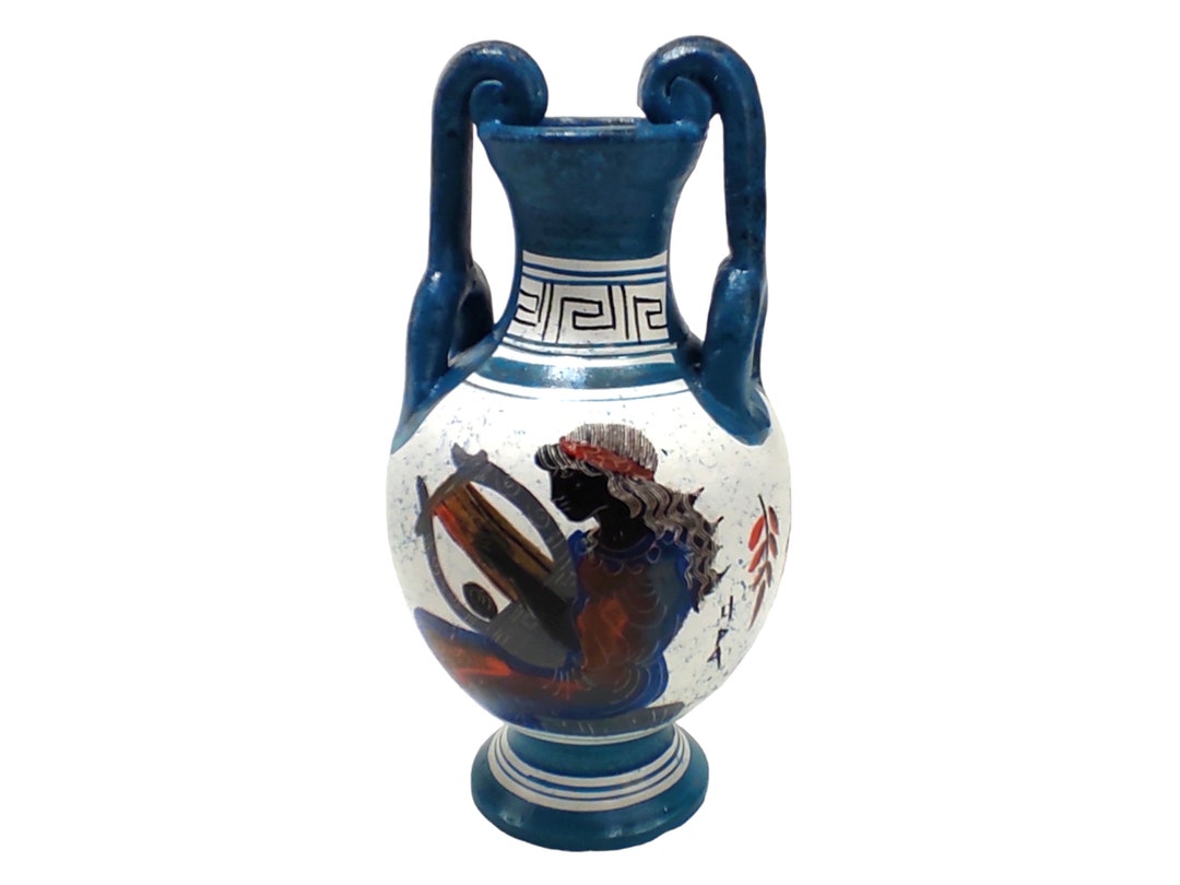 Ancient Greek Blue Amphora 19cm 7.4in, Hera Blue Amphora, Handmade ...
