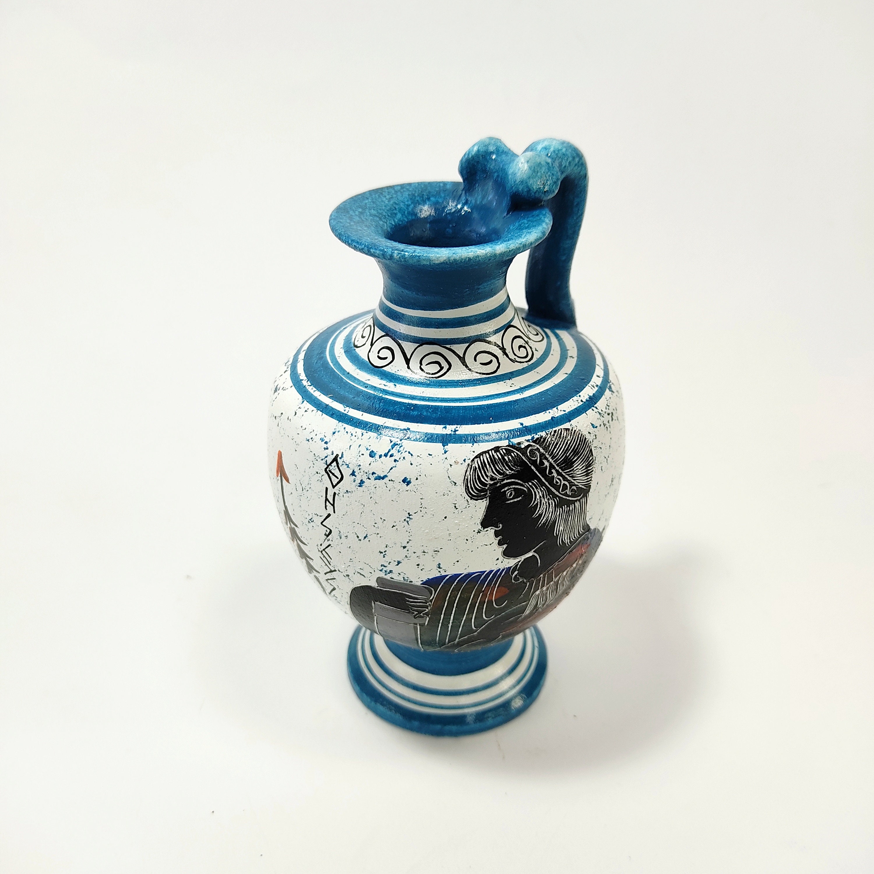 Blue Ancient Greek Amphora With Theseus 13cm Greek Pottery - Etsy