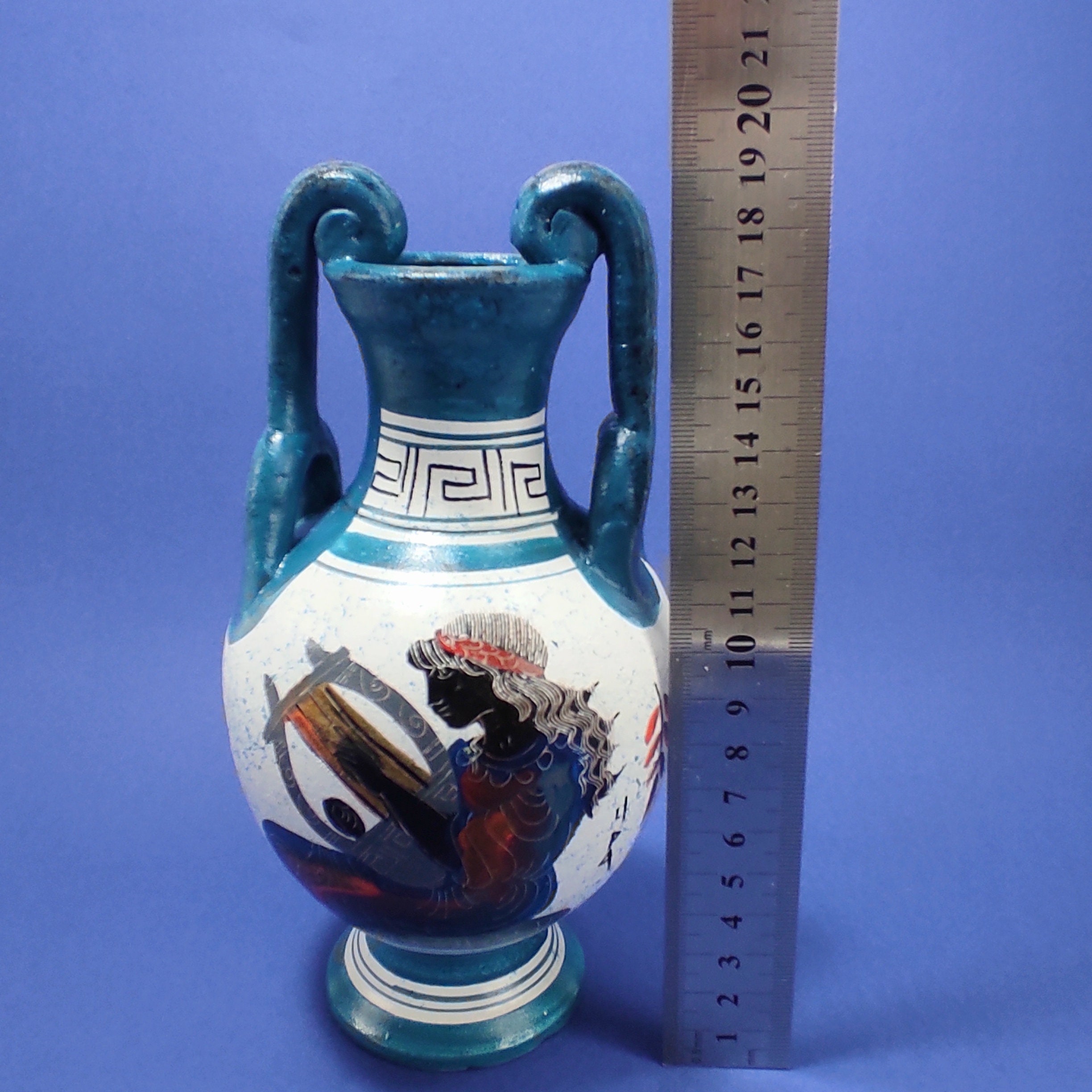 Ancient Greek Blue Amphora 19cm 7.4in, Hera Blue Amphora, Handmade ...