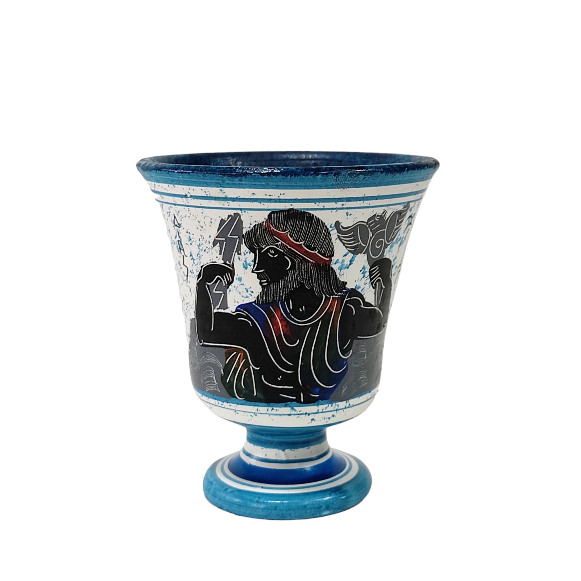 Blue Ceramic Zeus God Pythagorean Cup, Ancient Ceramic Cup, Zeus ...