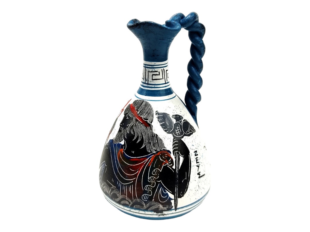 Zeus Blue Amphora: Hand-painted Greek Vase, Art Home Decor (18cm) - Etsy