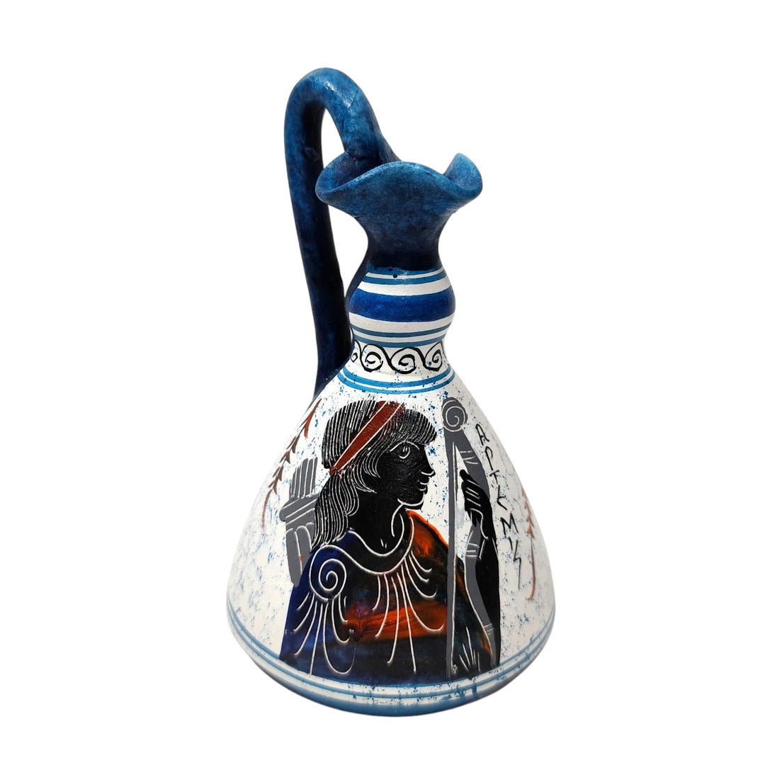 Artemis Blue Ceramic Amphora: Ancient Greek Art Decor (13cm) - Etsy