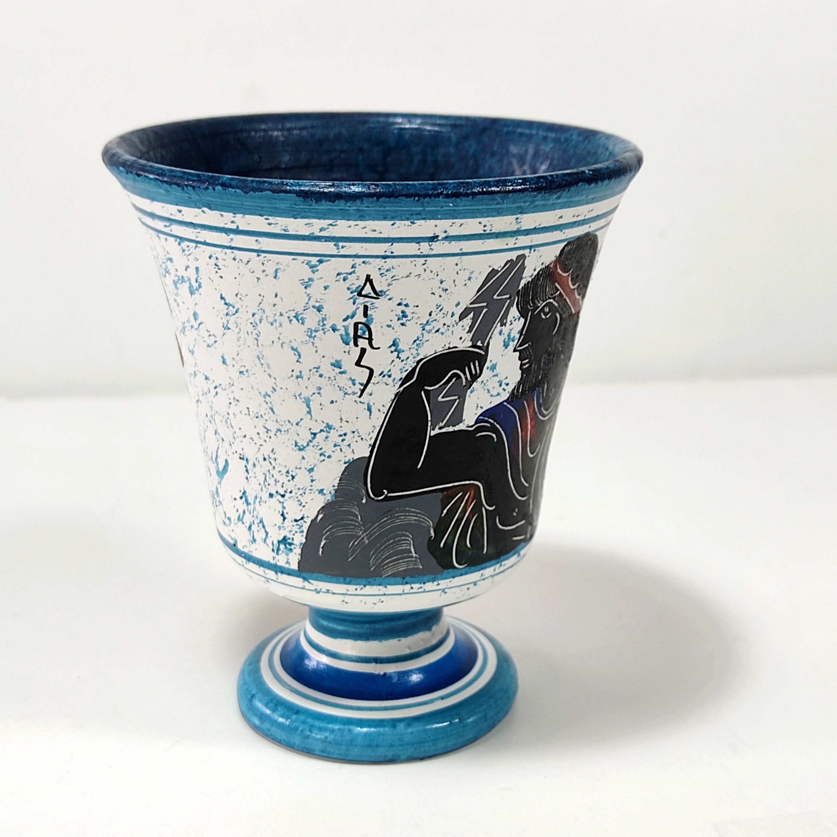 Blue Ceramic Zeus God Pythagorean Cup, Ancient Ceramic Cup, Zeus ...