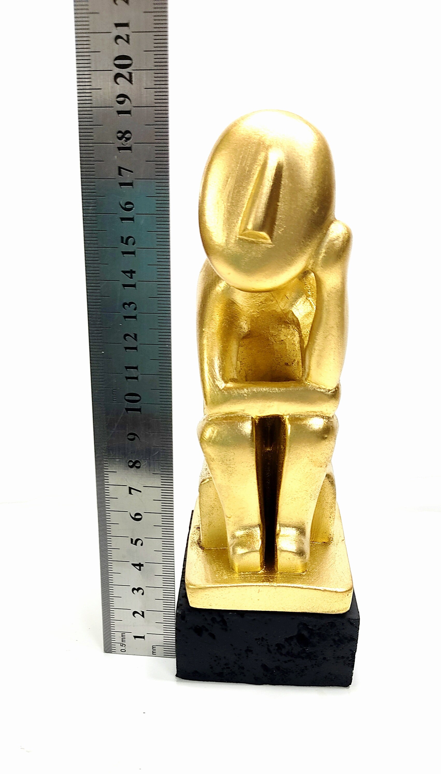 Cycladic Idol Gold Man Statue on Black Base 19.5cm, the Thinker Man ...