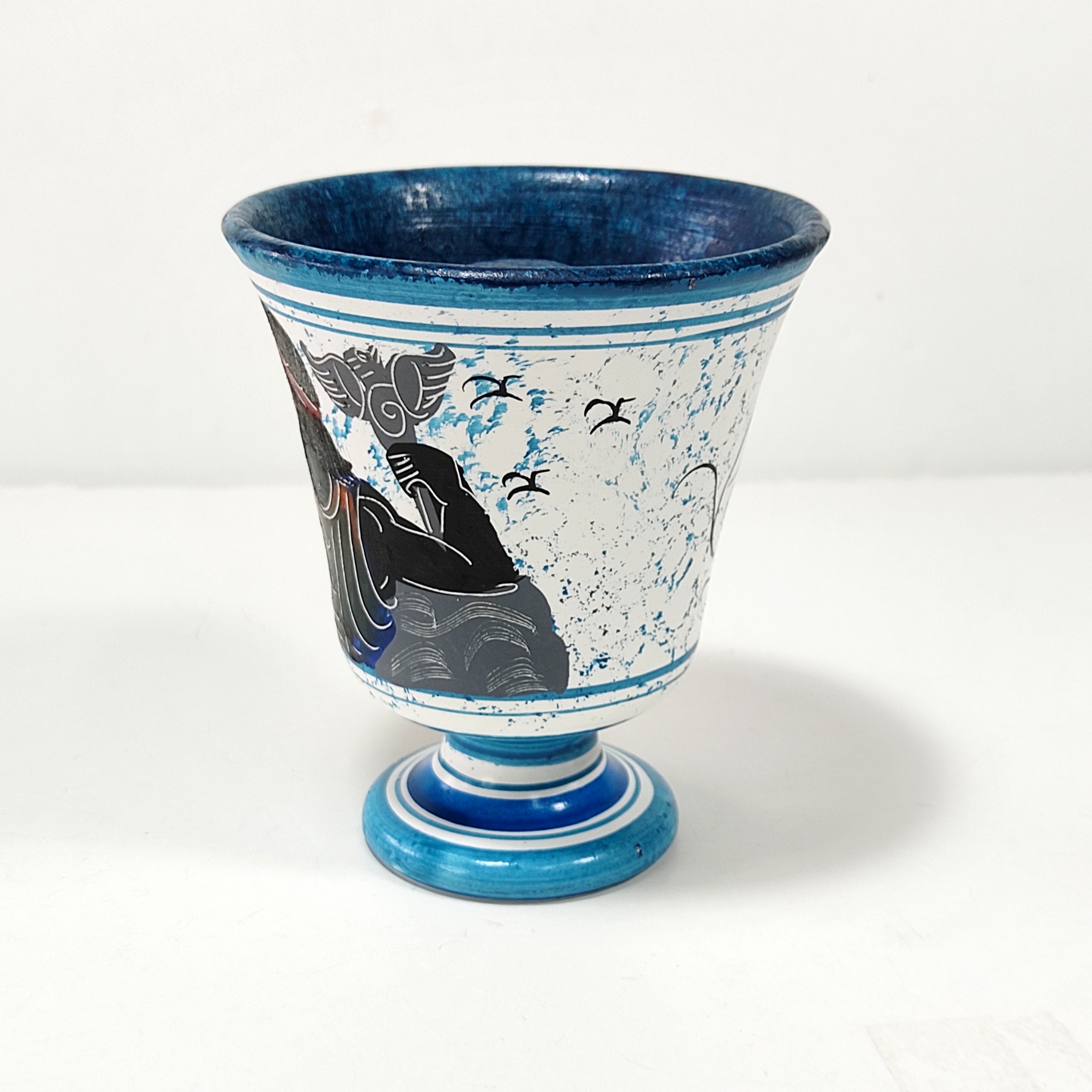 Blue Ceramic Zeus God Pythagorean Cup, Ancient Ceramic Cup, Zeus ...