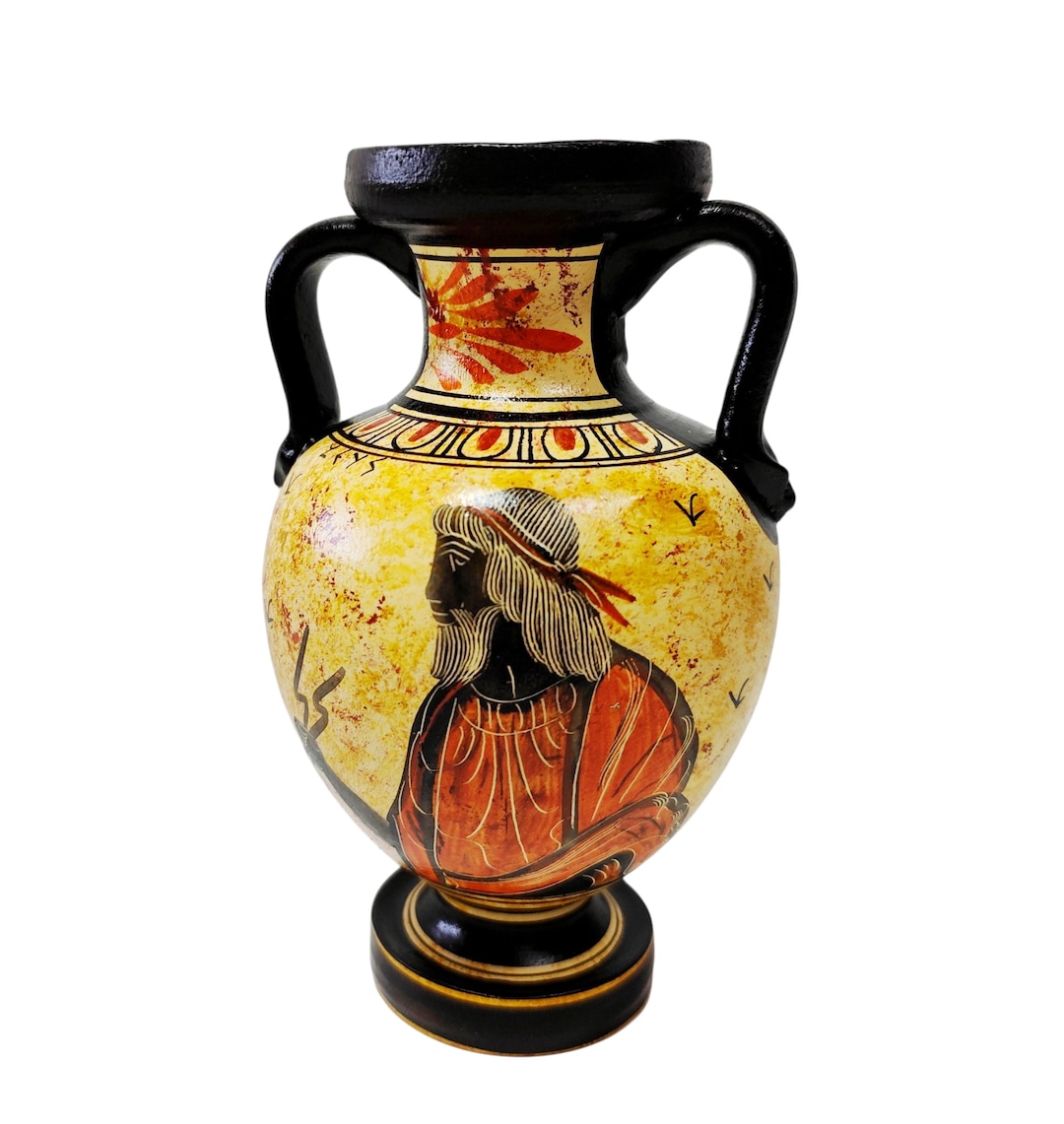 Ancient Greek Amphora 17cm Painted God Zeus 6.6in, Ancient Greek ...