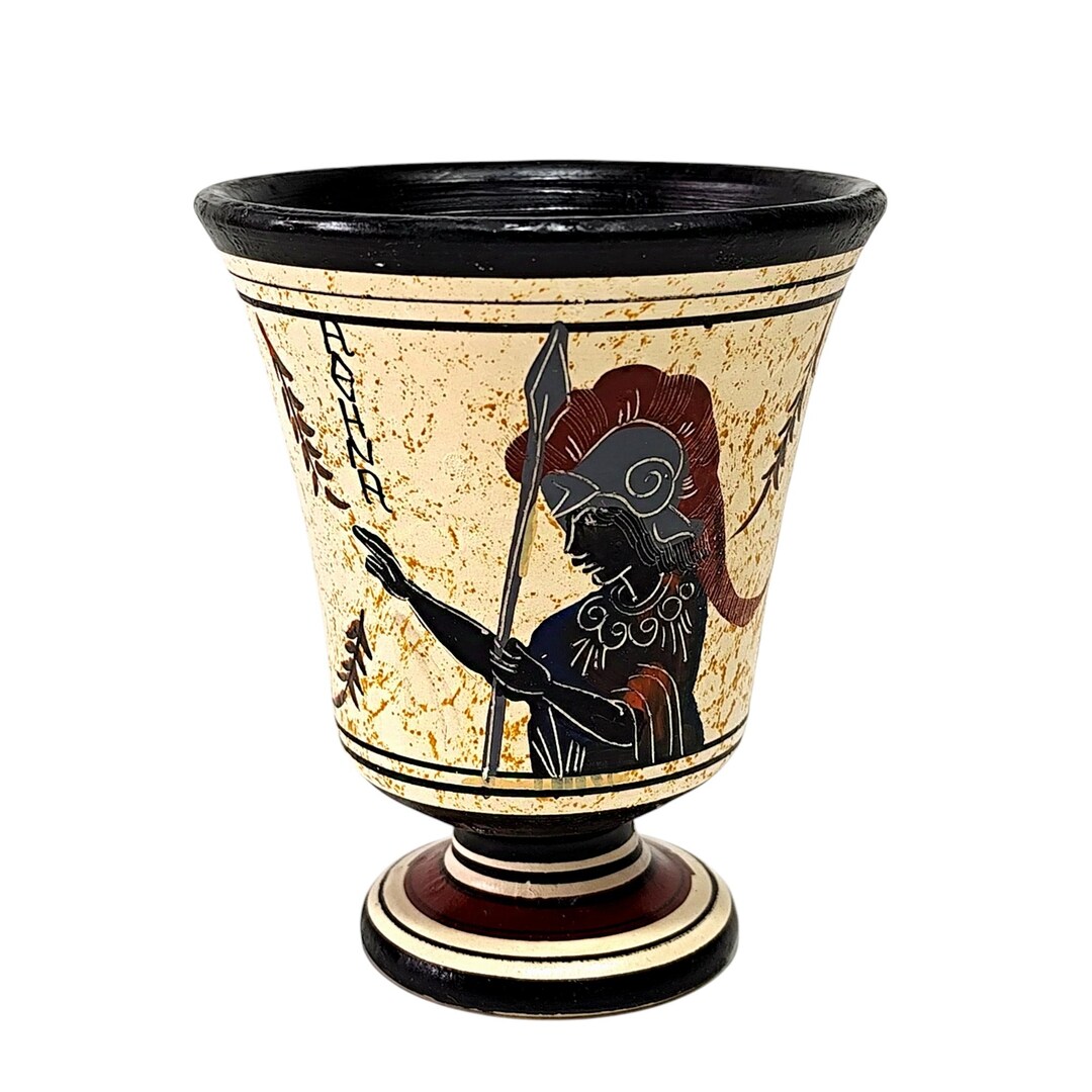 Ancient Greek Pythagorean Cup With Painted Goddess Athena, Greek ...