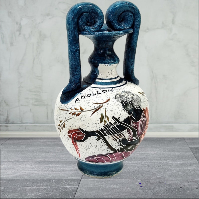 Apollo God Blue Ancient Greek Amphora 15cm, Apollo Blue Vase 5.9in ...