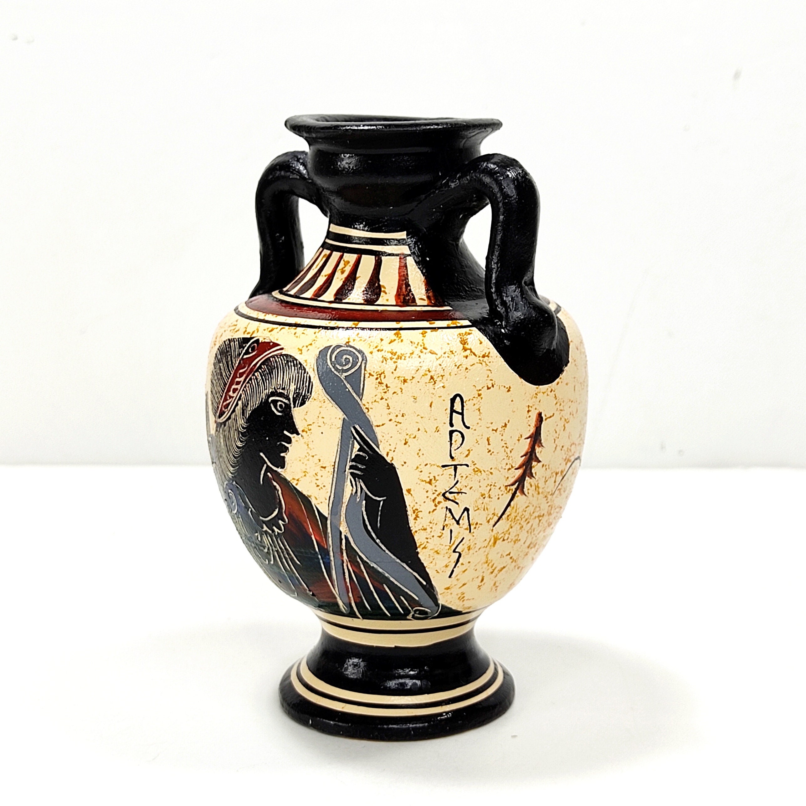 Artemis Goddess Greek Ancient Vase, Ancient Ceramic Amphora 12cm 4.7in ...