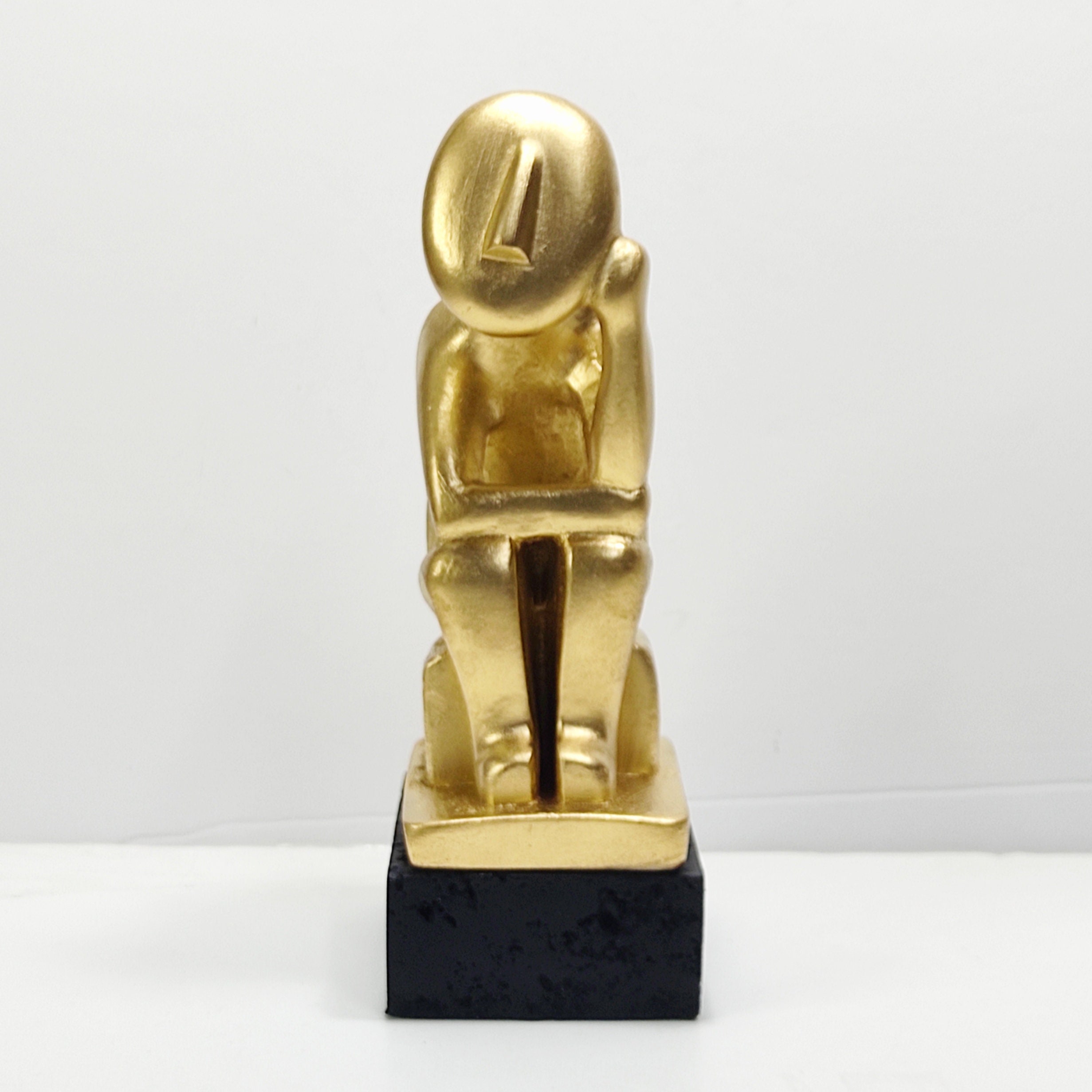 Cycladic Idol Gold Man Statue on Black Base 19.5cm, the Thinker Man ...