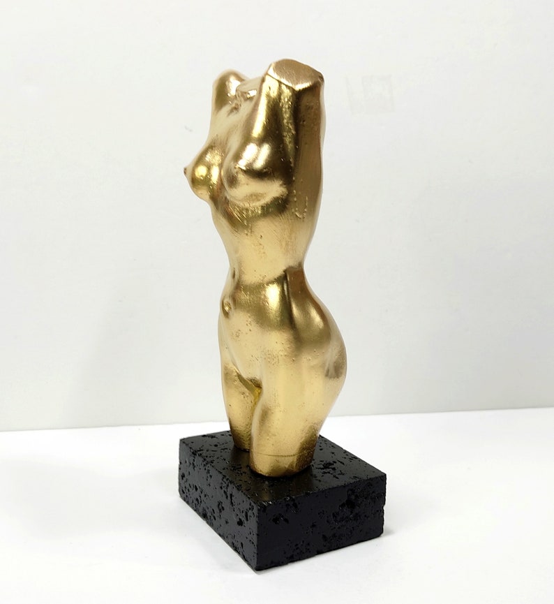 Gold Aphrodite Torso Statue: Classic Art Sculpture on Black Stone - Etsy