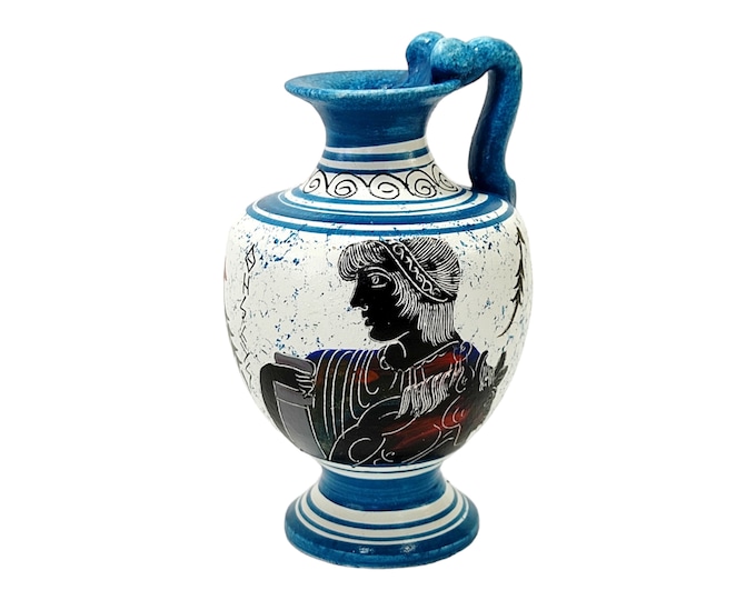 Blue Ancient Greek Amphora With Theseus 13cm, Greek Pottery, Blue ...