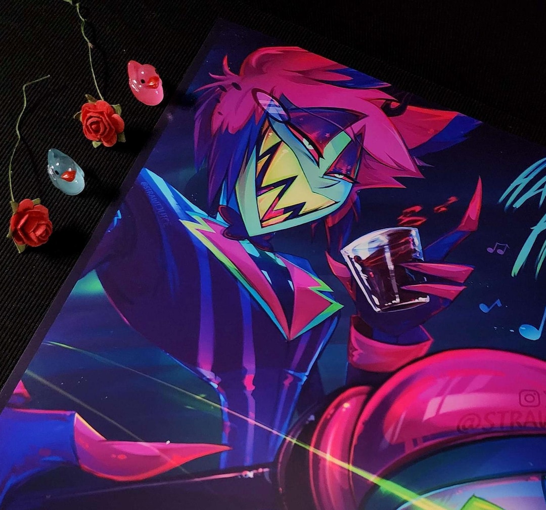 Hazbin Hotel Tipsy Neon Alastor Fanart Print Ll Alastor the Radio Demon ...
