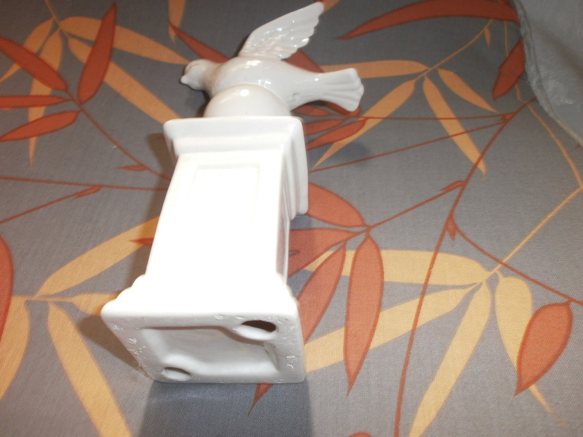 Antique, Vintage Old Porcelain Statuette Figure of Pigeon on a Column ...