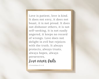 Love is Patient, Love is Kind, Love Never Fails Bible Verse Digital ...