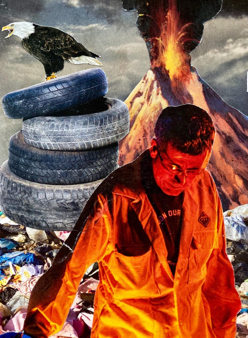 Waste Land Environmental Hand-cut Collage Art Print, Climate Change ...