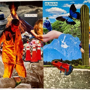 Waste Land Environmental Hand-cut Collage Art Print, Climate Change ...