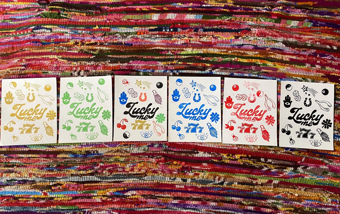 Lucky Charms Hand-carved Linocut Print, Lucky Me Wall Art, Lucky Me ...