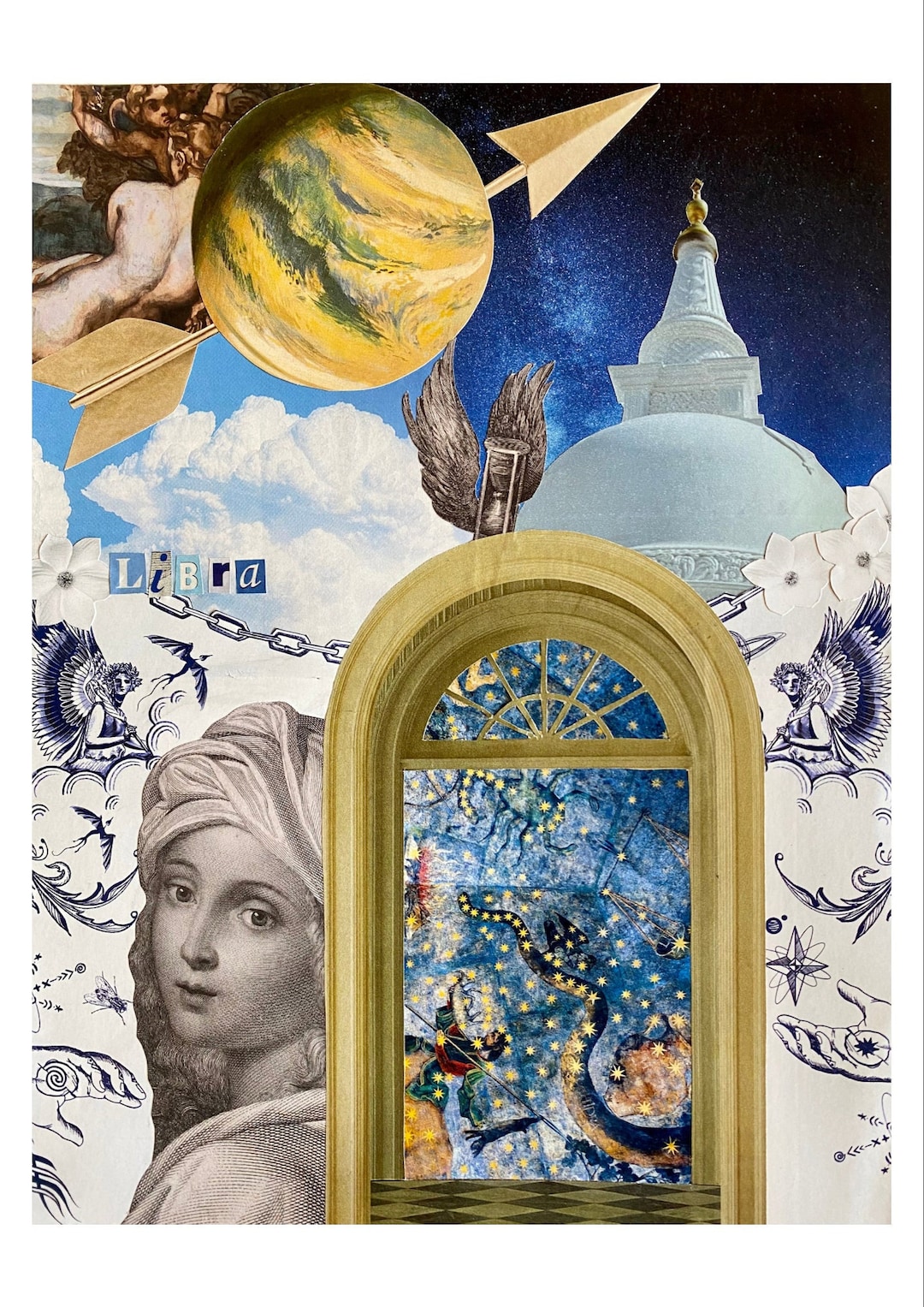 Libra Zodiac Original Handcut Collage Art Print, Personalized Libra ...