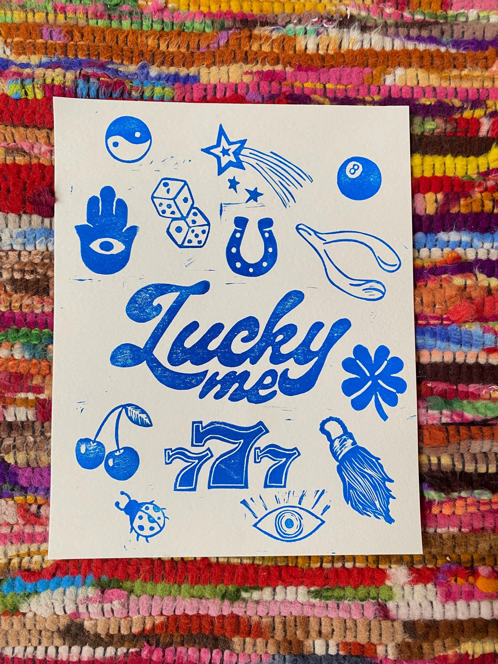 Lucky Charms Hand-carved Linocut Print, Lucky Me Wall Art, Lucky Me ...