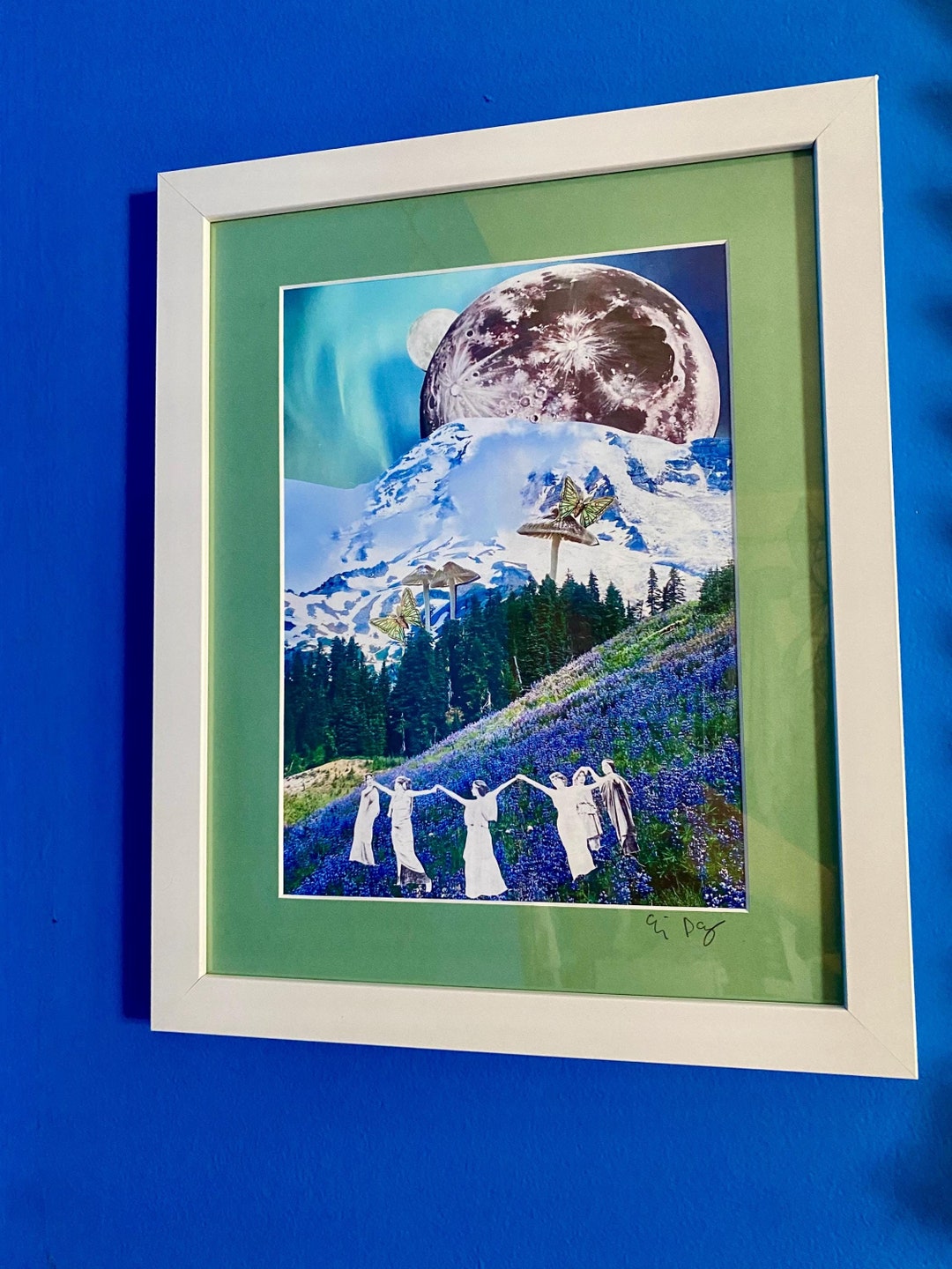 Full Moons Ritual Surreal Hand-cut Collage Art Print, Vintage Retro ...